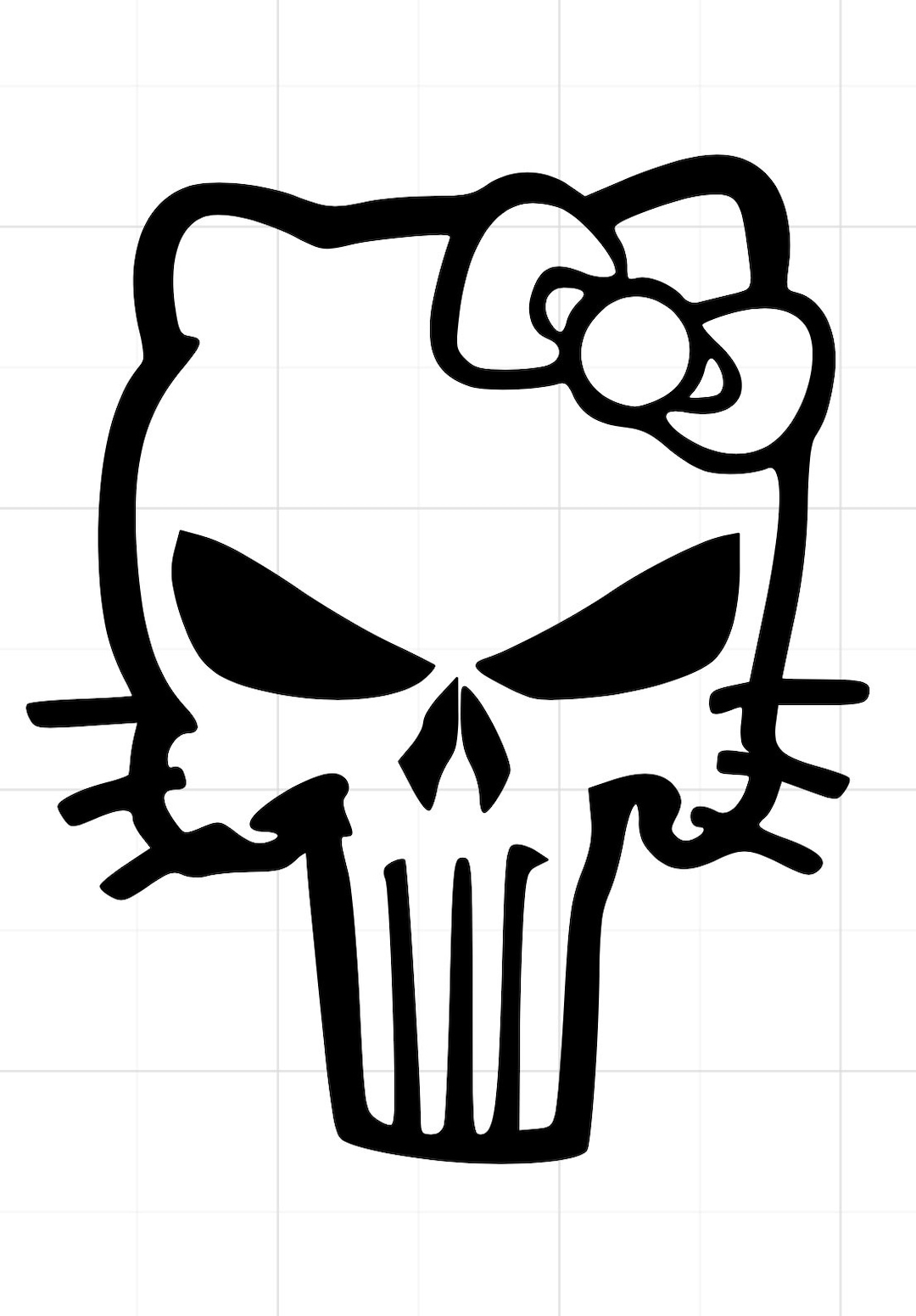 Kitty Skull Style Permanent Vinyl Decal Sticker For Car Walls Windows Laptops Cups And