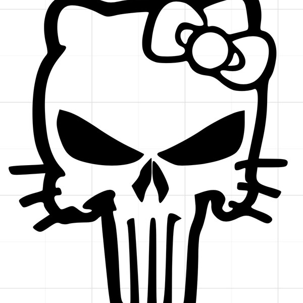 Skull Kitty Sticker - Etsy