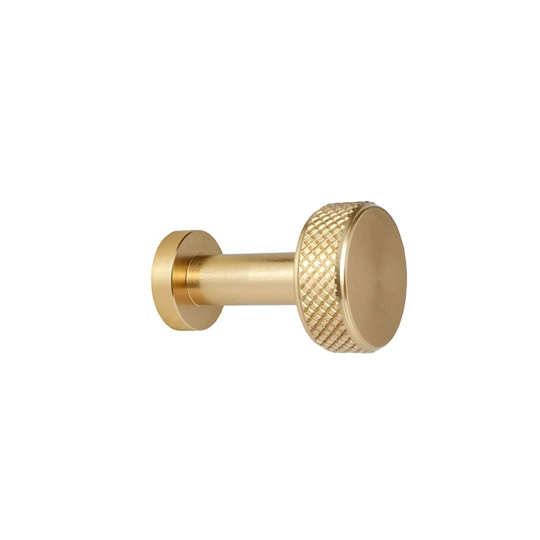 Knurled Wall Hook Modern Round Brass, Textured Single Wall Organizer, Wall Hooks, Hat Rack ...