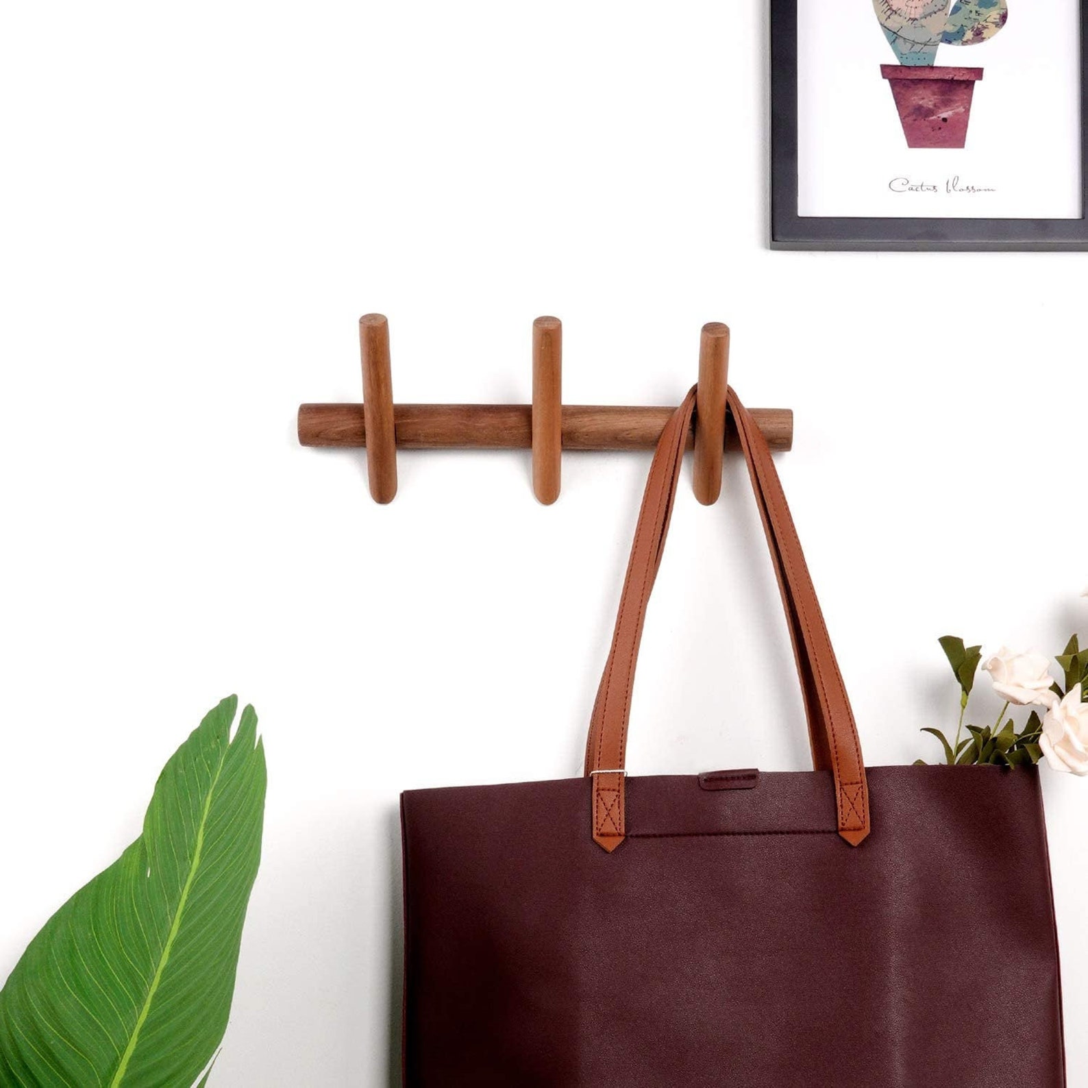 Walnut Wood Coat Rack Modern Wall Mounted Hat and Towel Hanger - Etsy