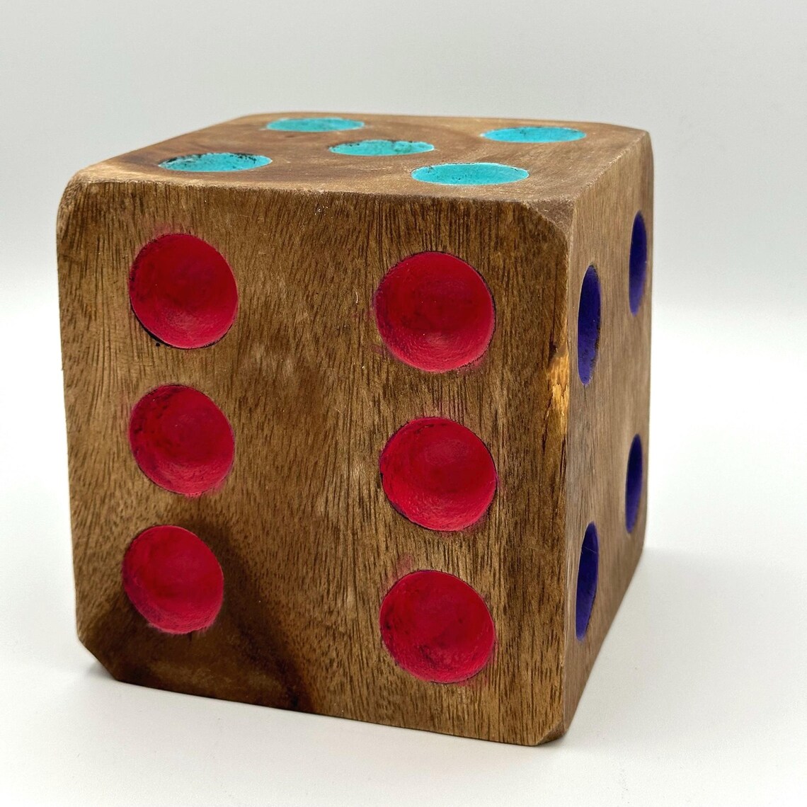 Large Wooden Die With Multi-color Number Dots | Decorative Dice | Fun ...