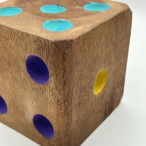 Large Wooden Die With Multi-color Number Dots | Decorative Dice | Fun ...