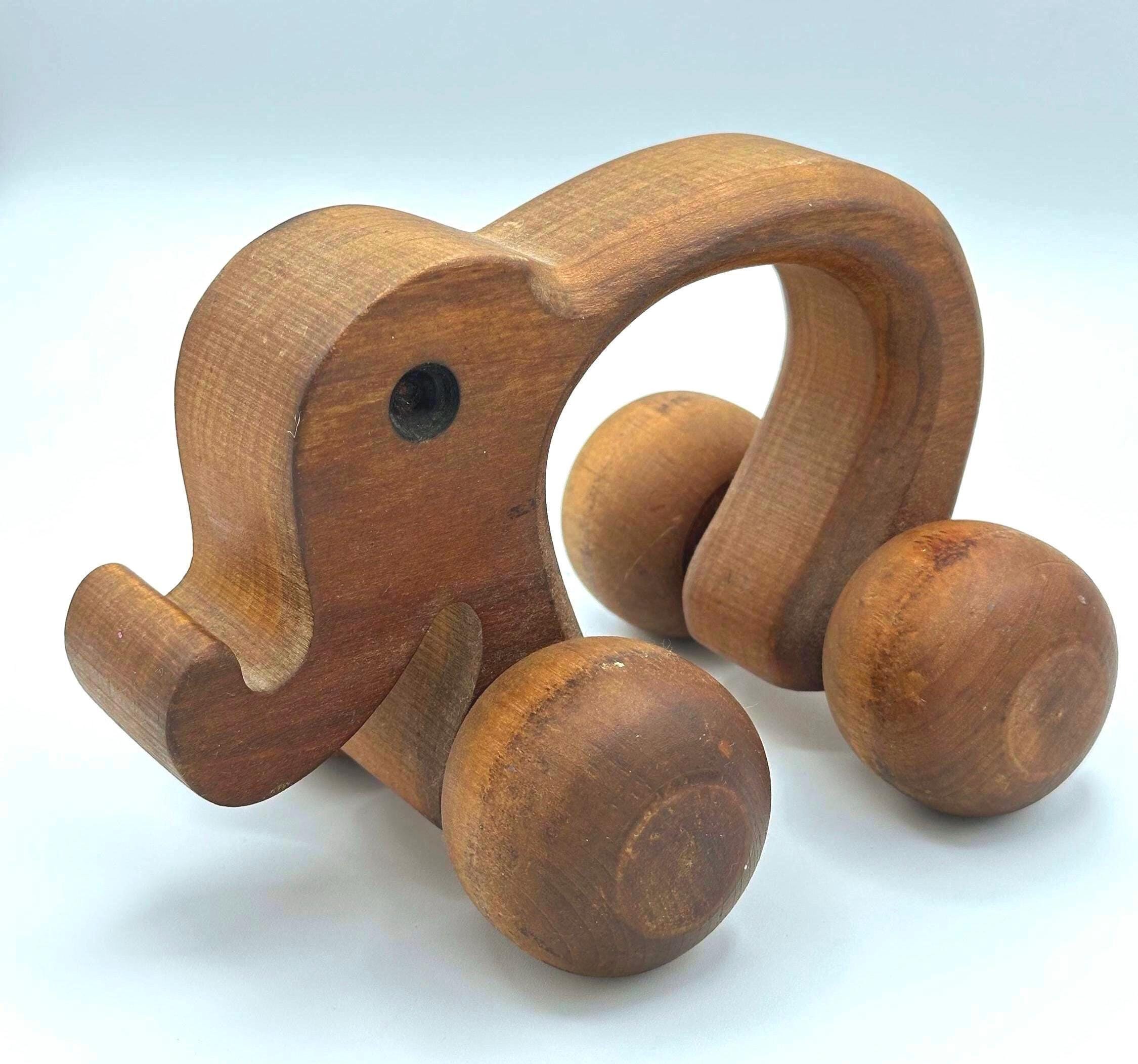 Vintage Wooden Elephant Push Toy for Infant/toddler | Nursery Decor - Etsy