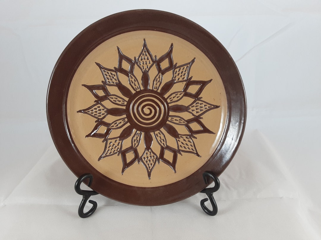 Hand Carved Flower Design Plate - Etsy