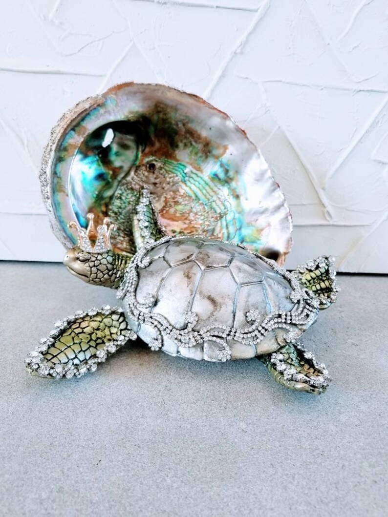 Set of 2 XL Crystal Embellished Sea Turtle With Crown and | Etsy