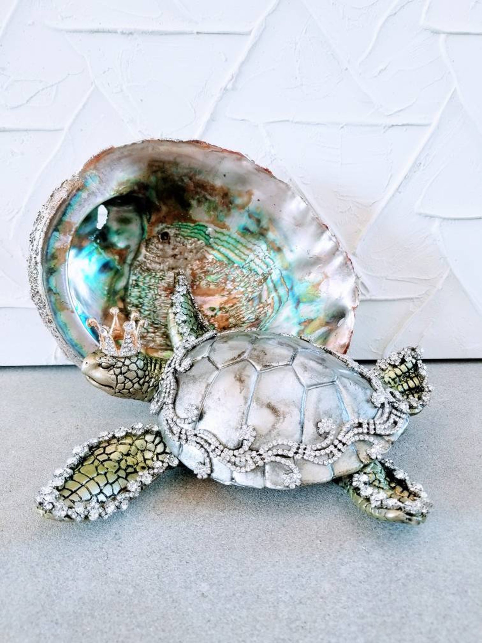 Set of 2 XL Crystal Embellished Sea Turtle With Crown and | Etsy
