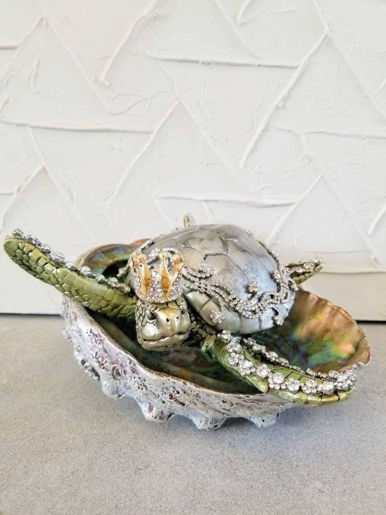 Set of 2 XL Crystal Embellished Sea Turtle With Crown and | Etsy