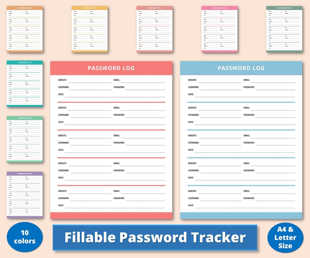 Editable Password Tracker Keeper Template Printable Minimalist Password ...