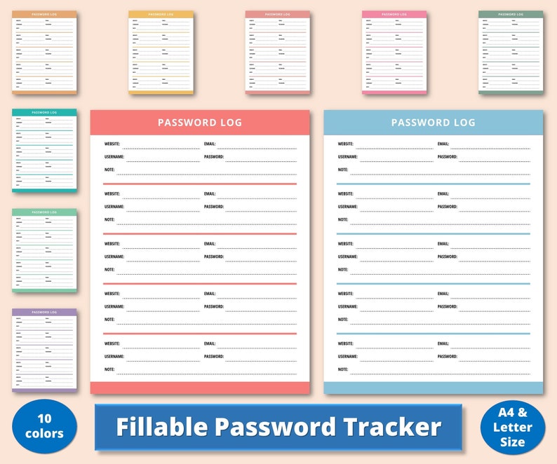 Editable Password Tracker Keeper Template Printable - Etsy