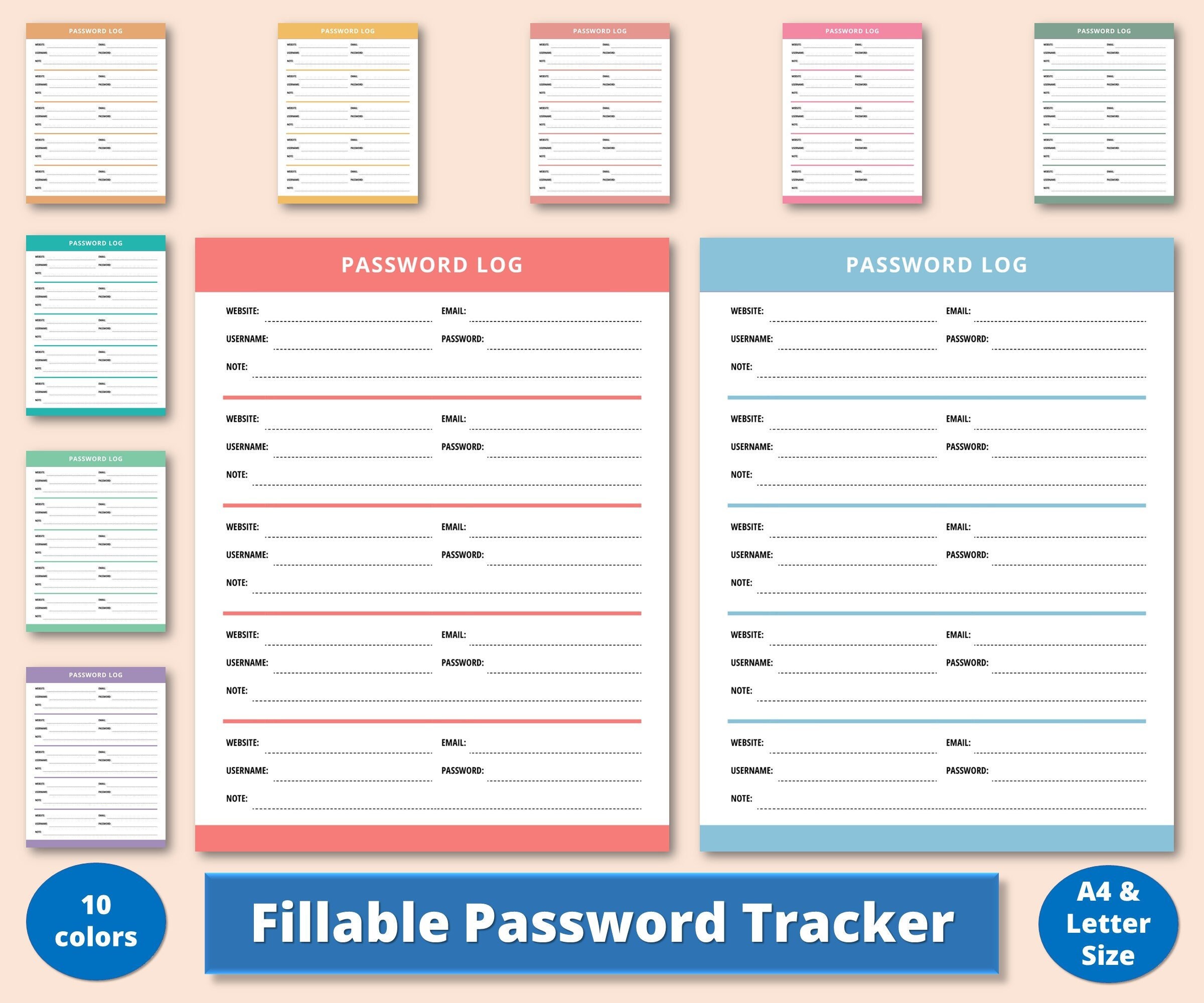 Editable Password Tracker Keeper Template Printable Minimalist Password ...