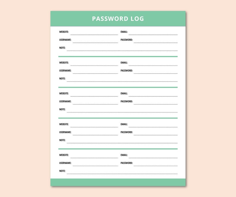 Editable Password Tracker Keeper Template Printable Minimalist Password ...