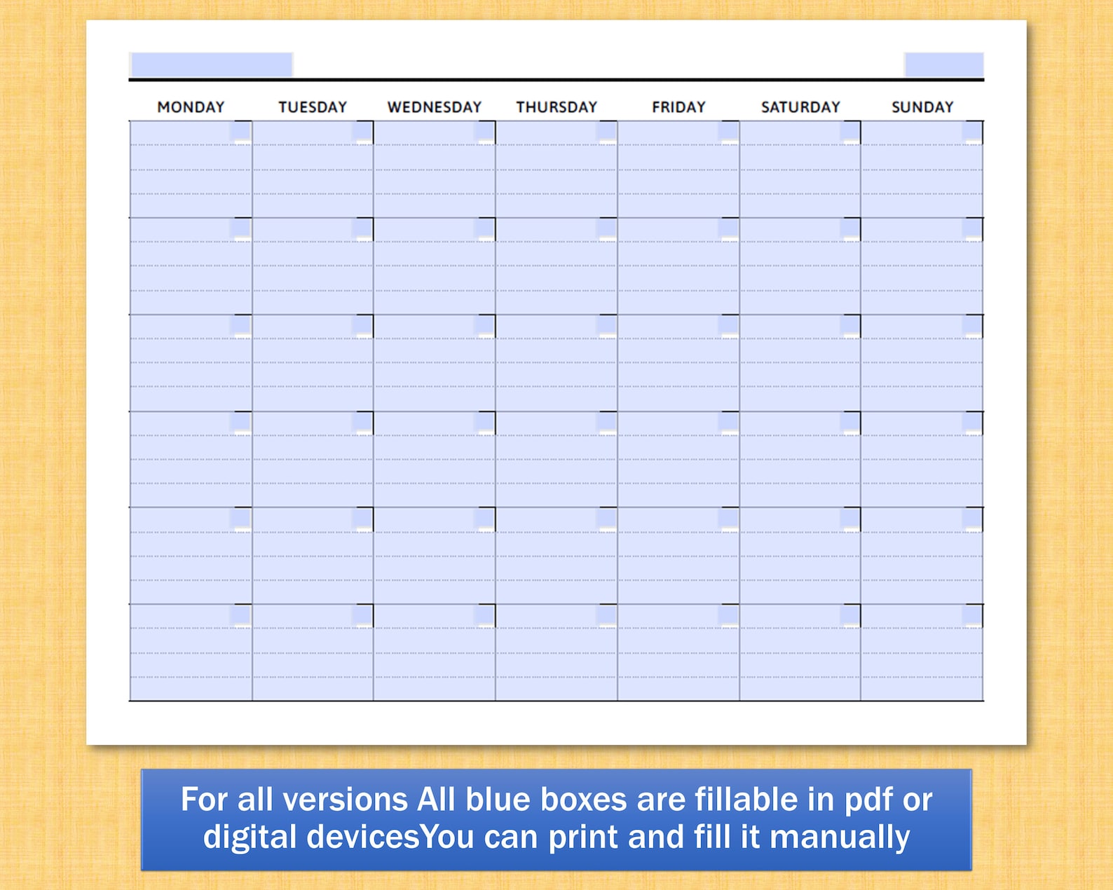 Blank Undated Monthly Calendar Planner Printable Template, Editable ...