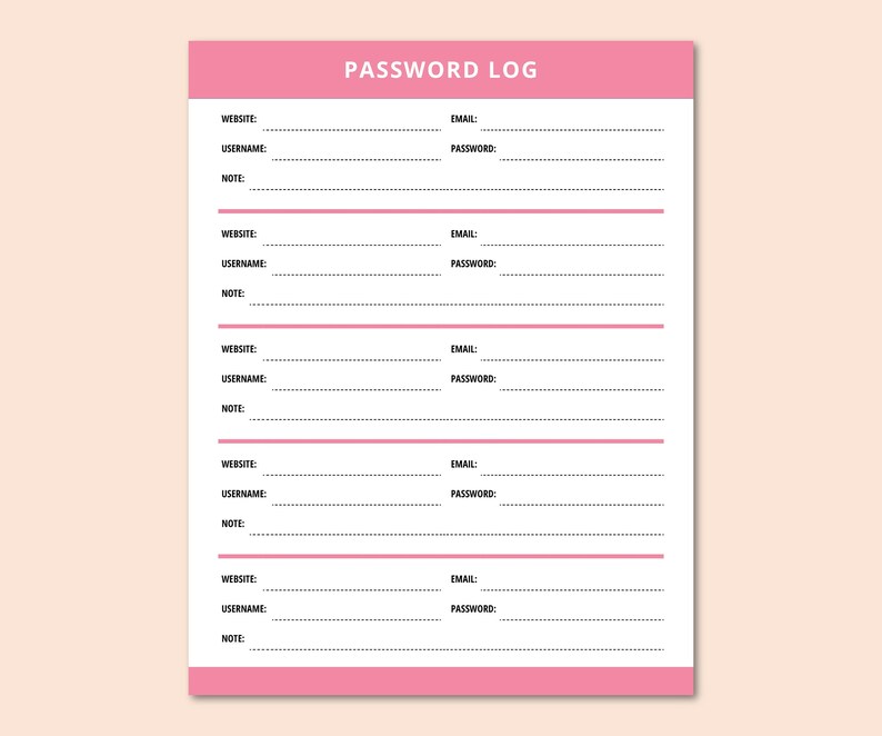 Editable Password Tracker Keeper Template Printable - Etsy