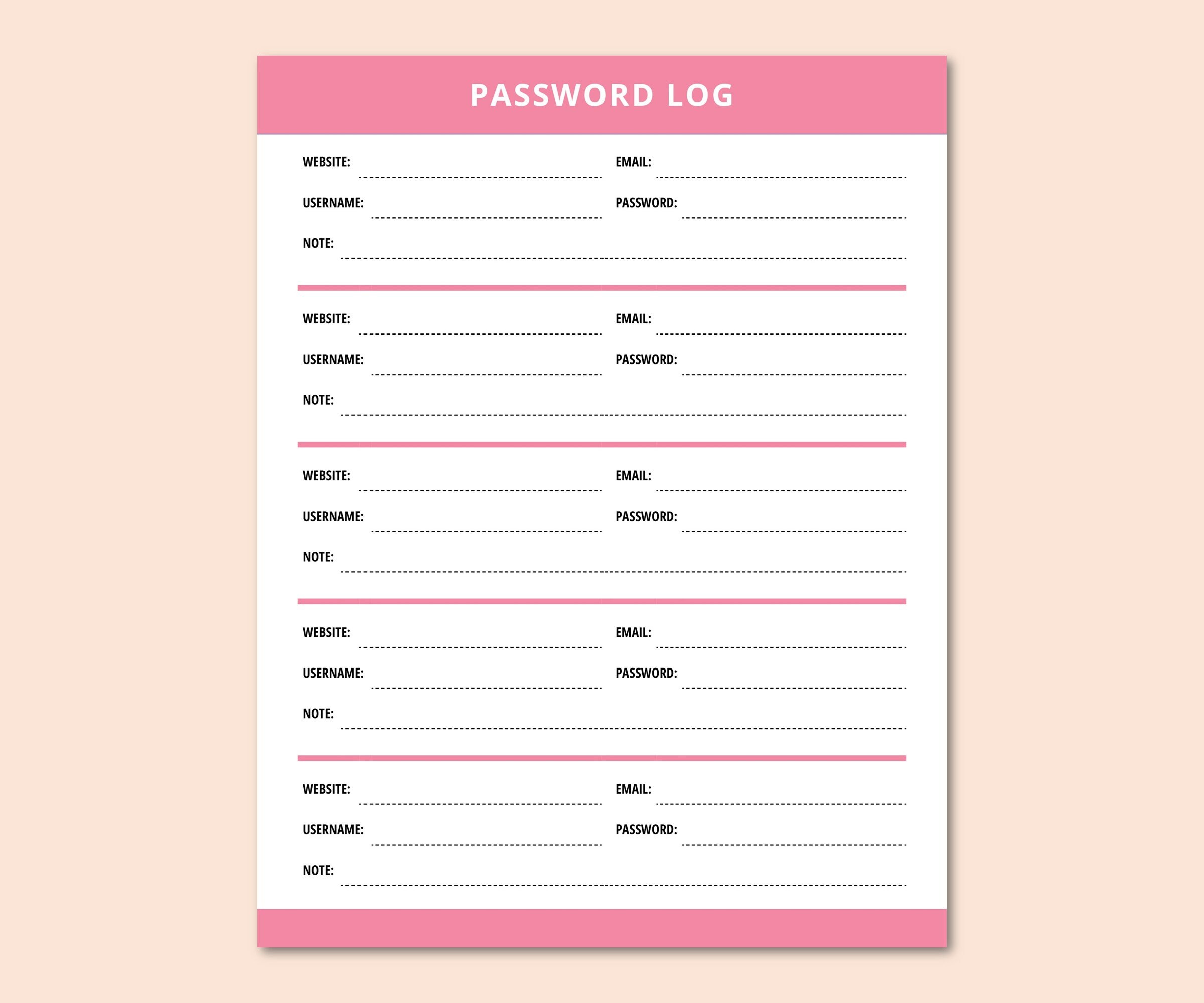 Editable Password Tracker Keeper Template Printable - Etsy