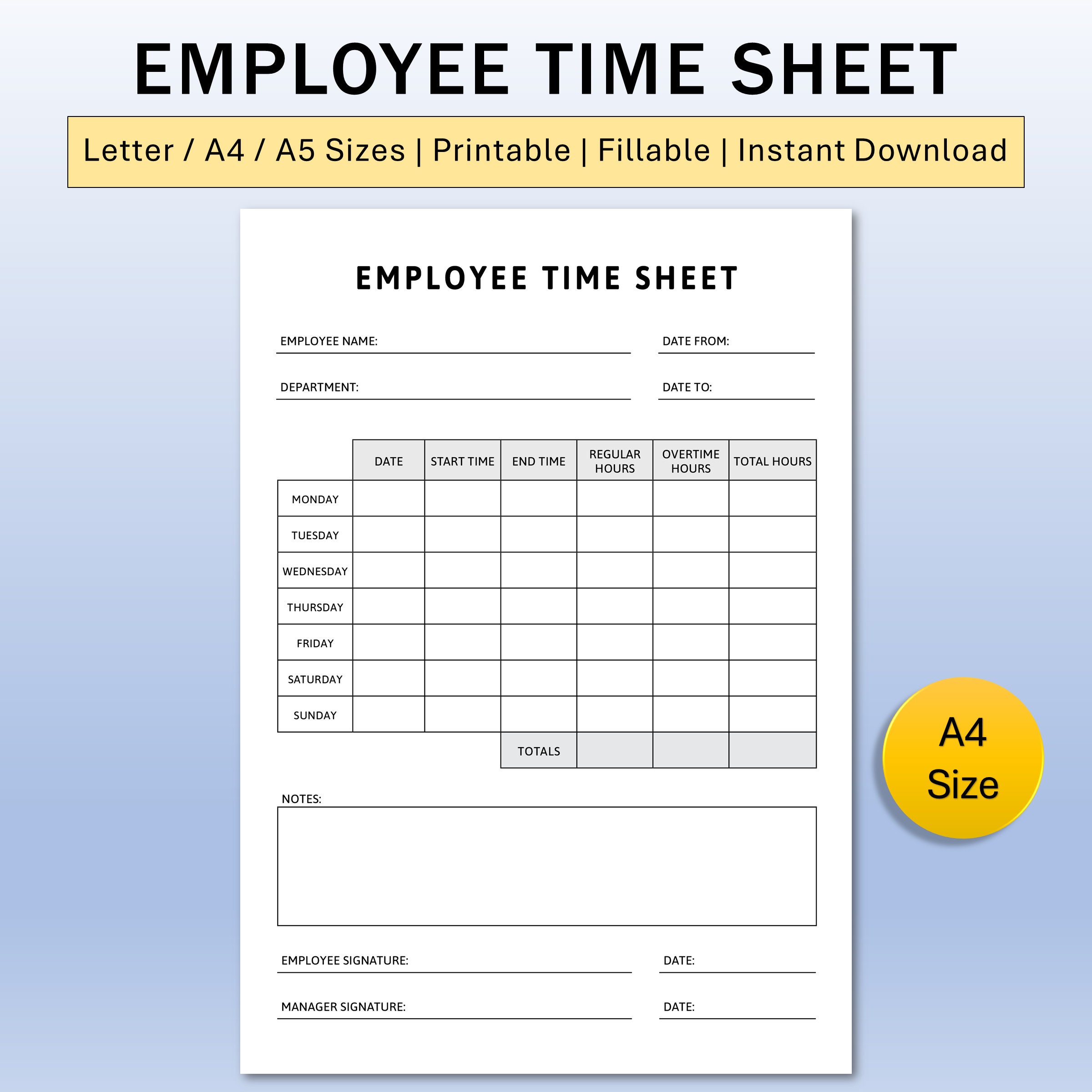 Employee Timesheet & Shift Tracker: Digital Work Schedule, Project ...