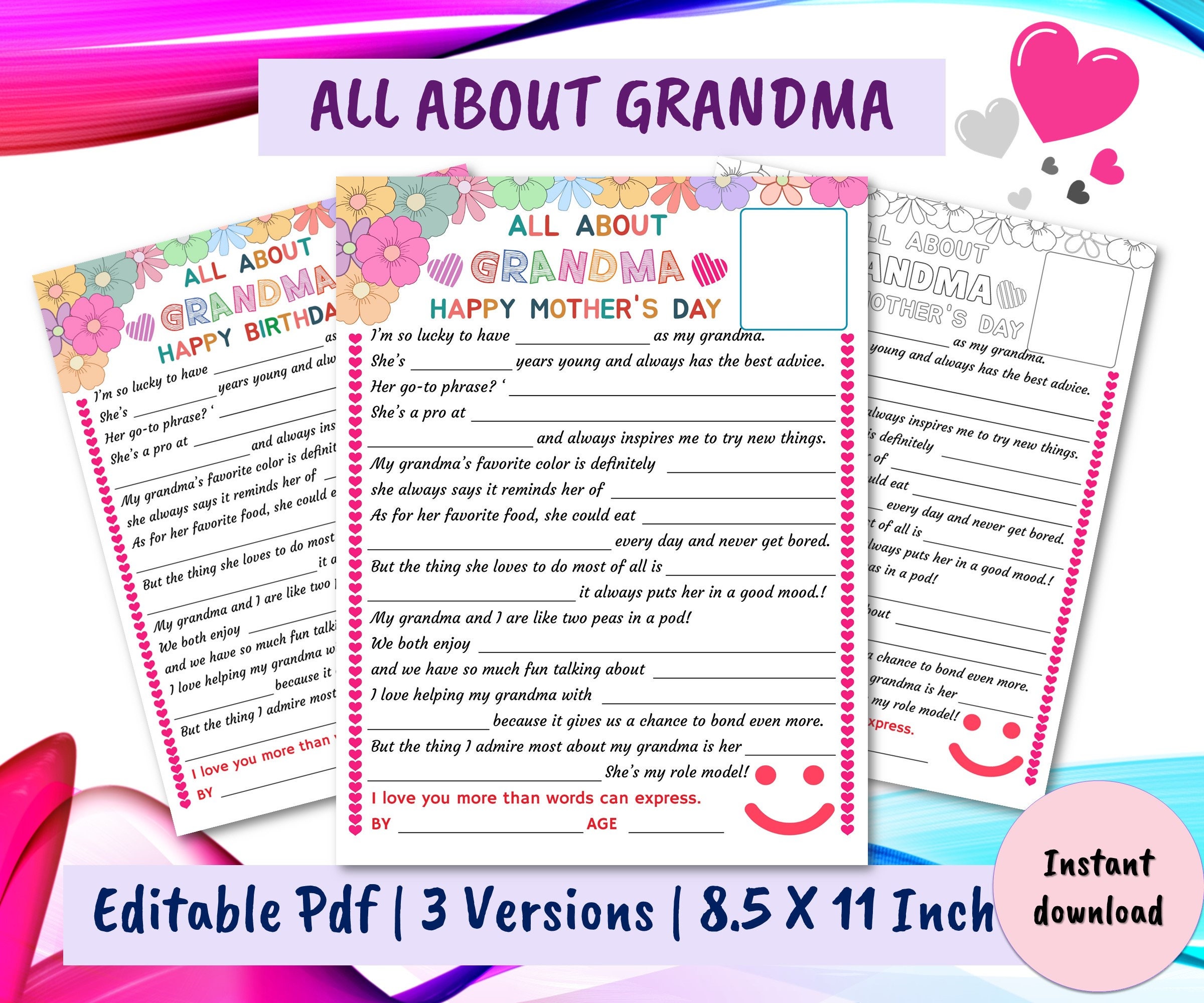 All About My MOM Great Mothers Day Keepsake Presents for MOM, Grandma ...