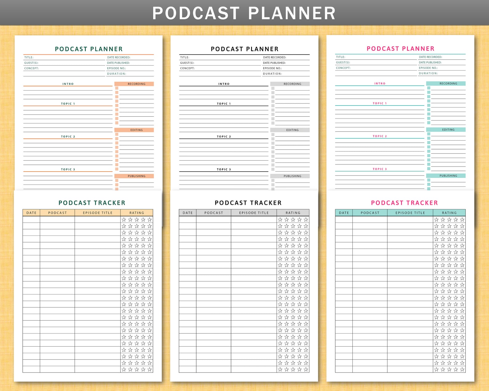 Editable Podcast Planner & Tracker Printable Template Perfect Podcast ...