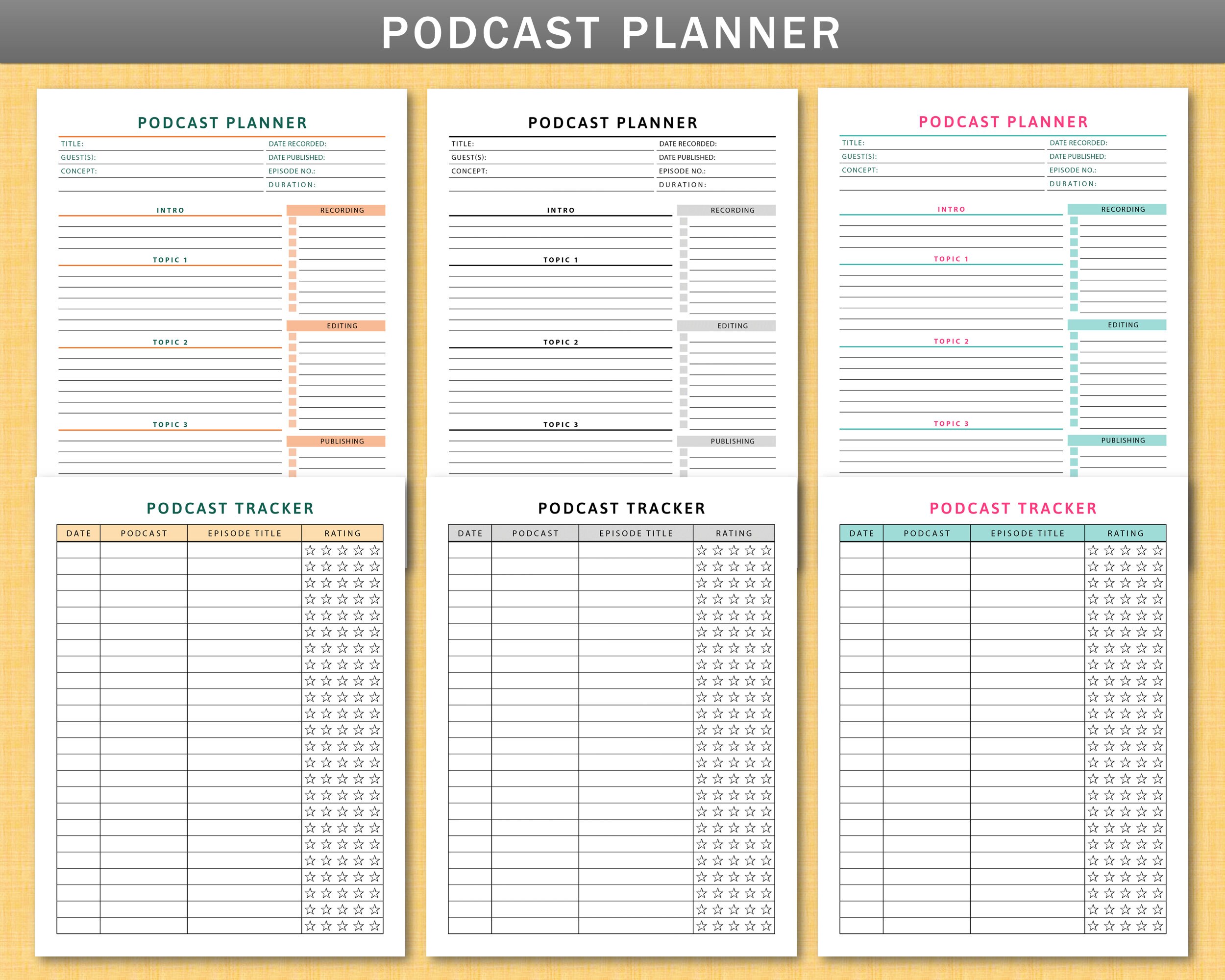 Editable Podcast Planner & Tracker Printable Template Perfect Podcast ...