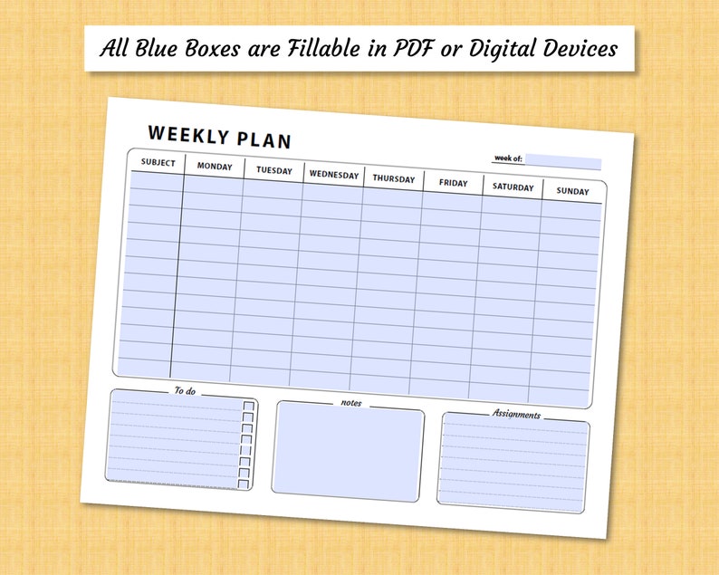 Homeschool Weekly Schedule Template | Editable Study Planner | Homework ...