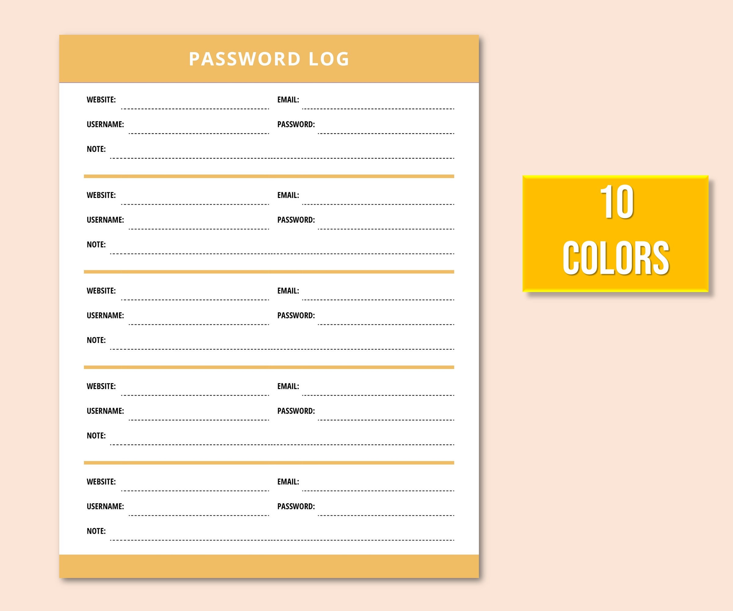 Editable Password Tracker Keeper Template Printable - Etsy
