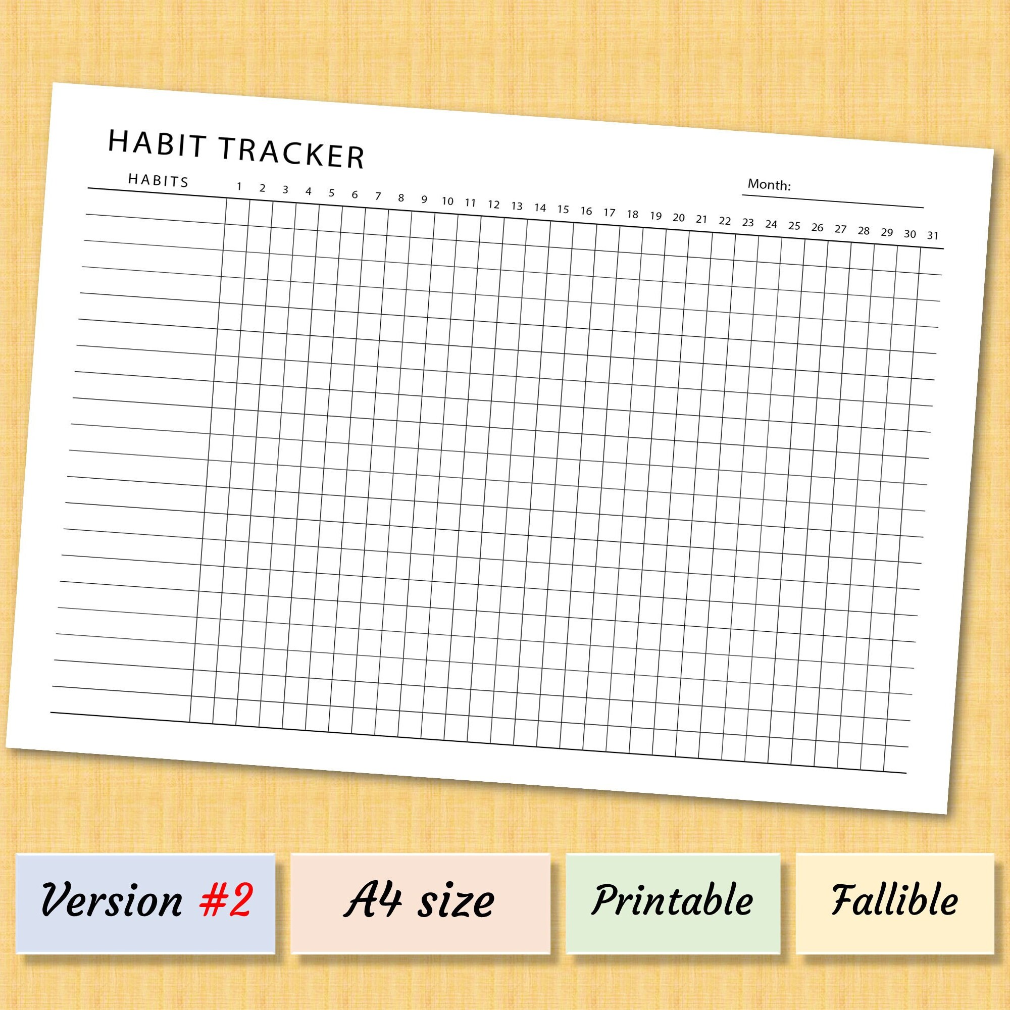 Monthly Habit Tracker Printable Editable PDF, Digital Planner Template ...