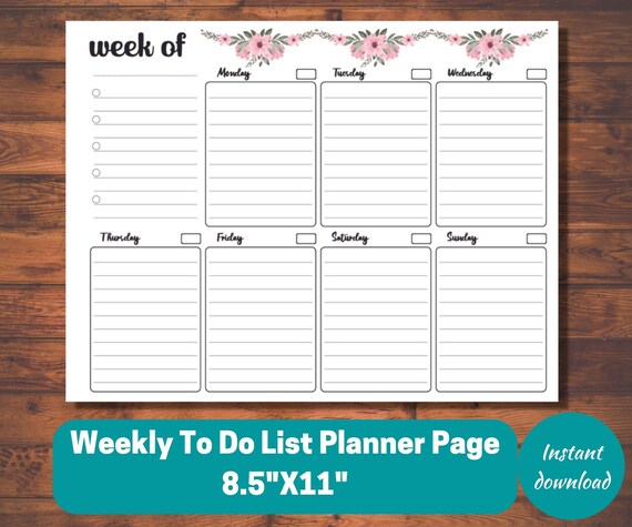 Cute Weekly Planner Printable to Do List PDF Pages Template - Etsy