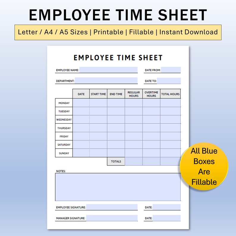 Employee Timesheet & Shift Tracker: Digital Work Schedule, Project ...