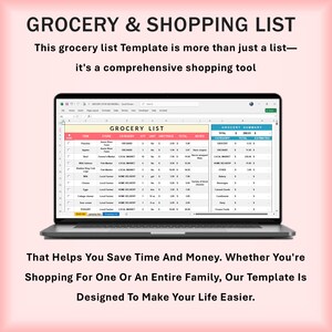 Grocery Shopping Checklist Excel & Google Sheets Template (digital ...