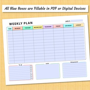 Homeschool Weekly Schedule Template | Editable Study Planner | Homework ...