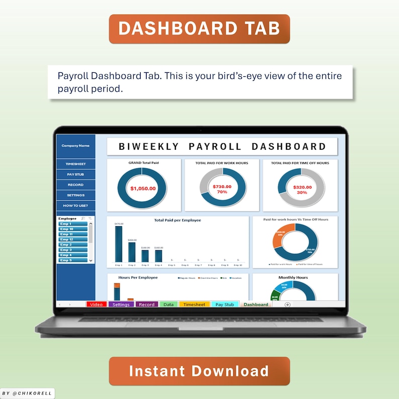 Biweekly Payroll Timesheet Tracker Excel Google Spreadsheets Template