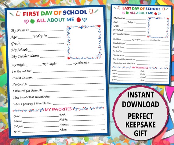 First and Last Day of School Printable Back to School All - Etsy