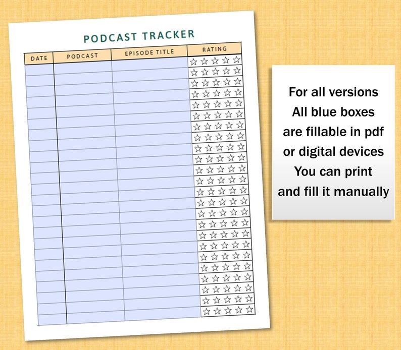 Editable Podcast Planner & Tracker Printable Template Perfect Podcast ...