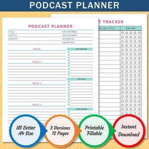 Editable Podcast Planner & Tracker Printable Template Perfect Podcast ...