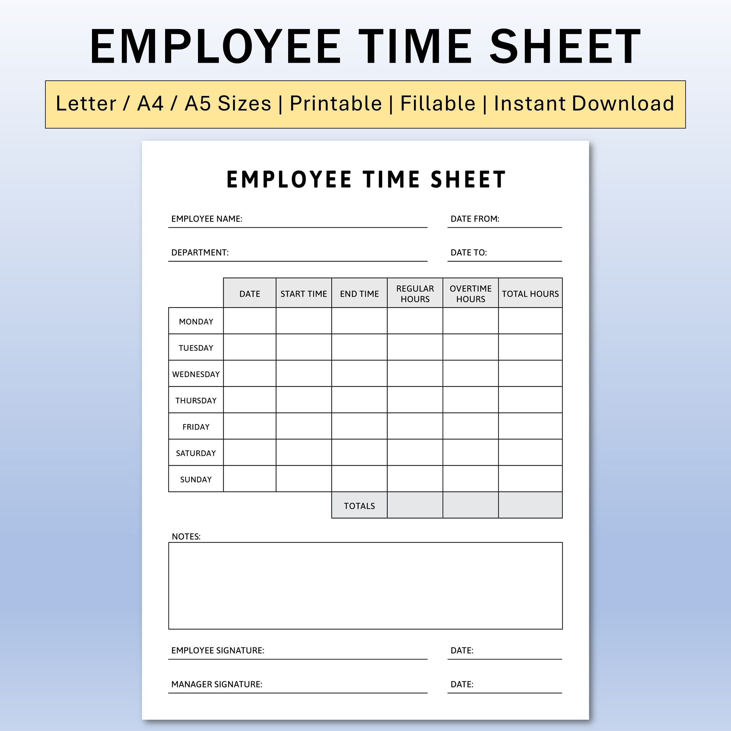 Employee Timesheet & Shift Tracker: Digital Work Schedule, Project ...