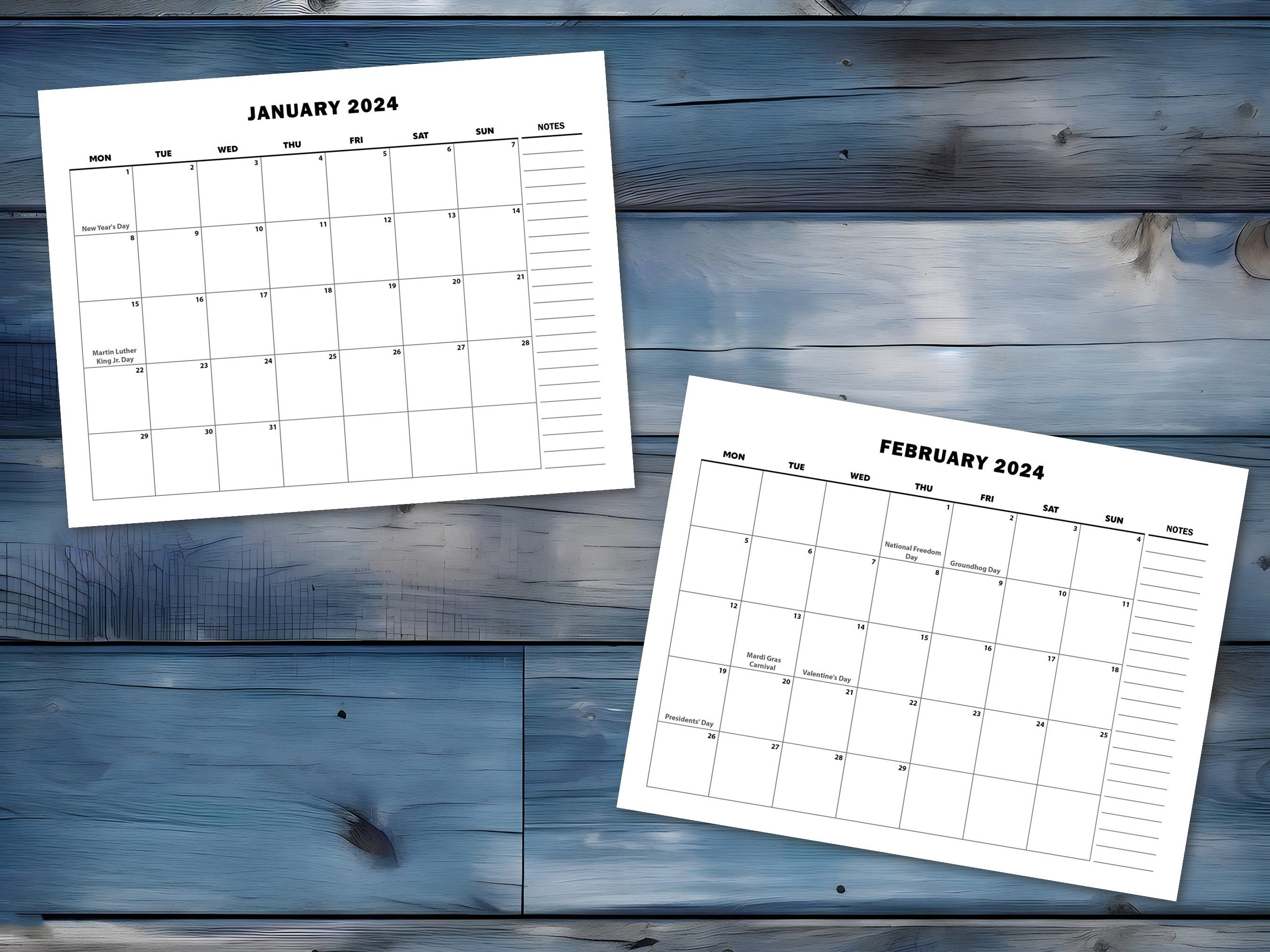 2024 Monthly Planner With Holiday Calendar Editable Digital Calendar ...