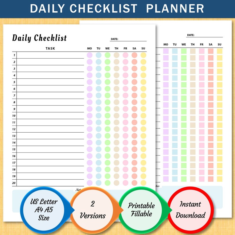Editable Daily Checklist & Routine Habit Tracker Behavior Chart and ...