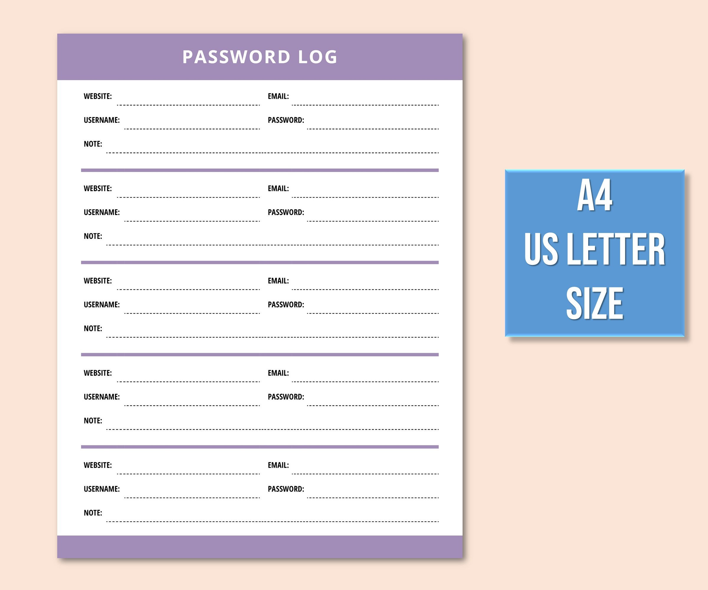 Editable Password Tracker Keeper Template Printable - Etsy