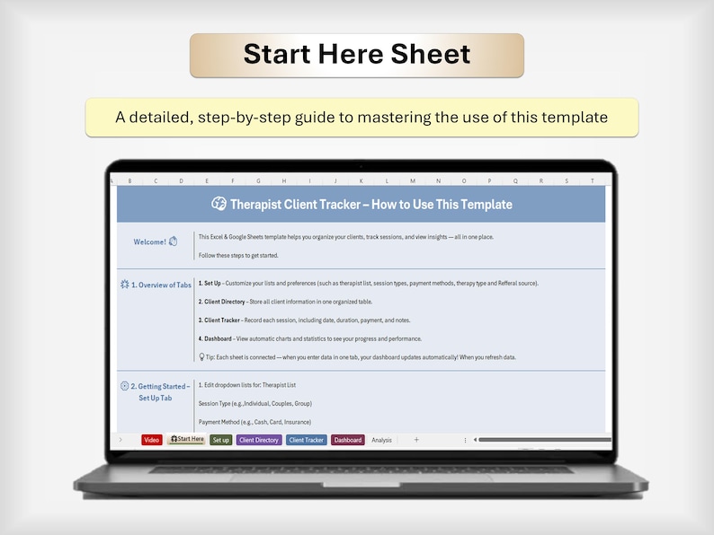 Therapist Client Tracker Excel & Google Sheets Therapy Planner Notes ...
