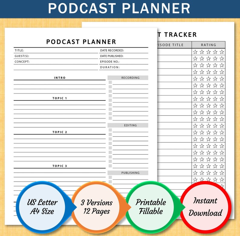 Editable Podcast Planner & Tracker Printable Template Perfect Podcast ...