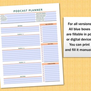 Editable Podcast Planner & Tracker Printable Template Perfect Podcast ...