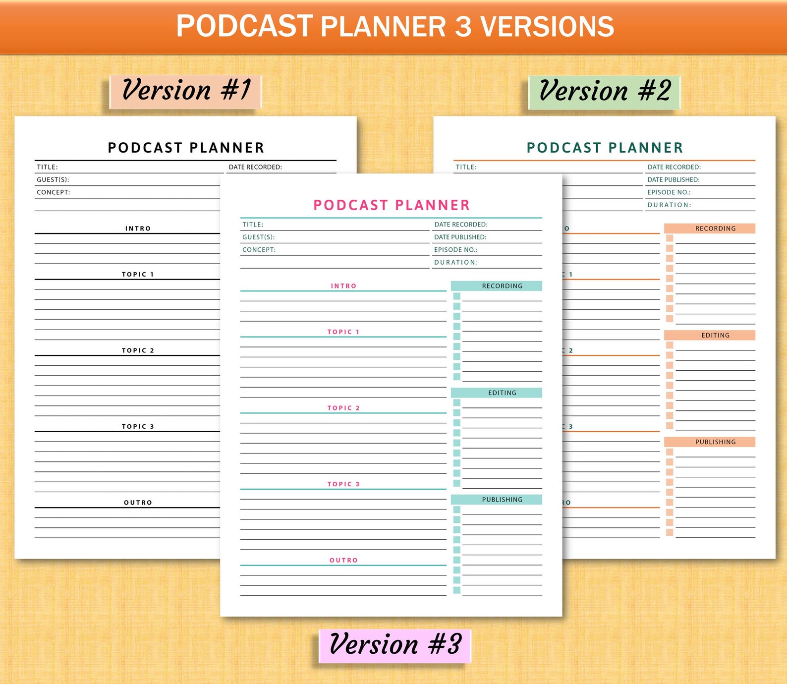 Editable Podcast Planner & Tracker Printable Template Perfect Podcast ...