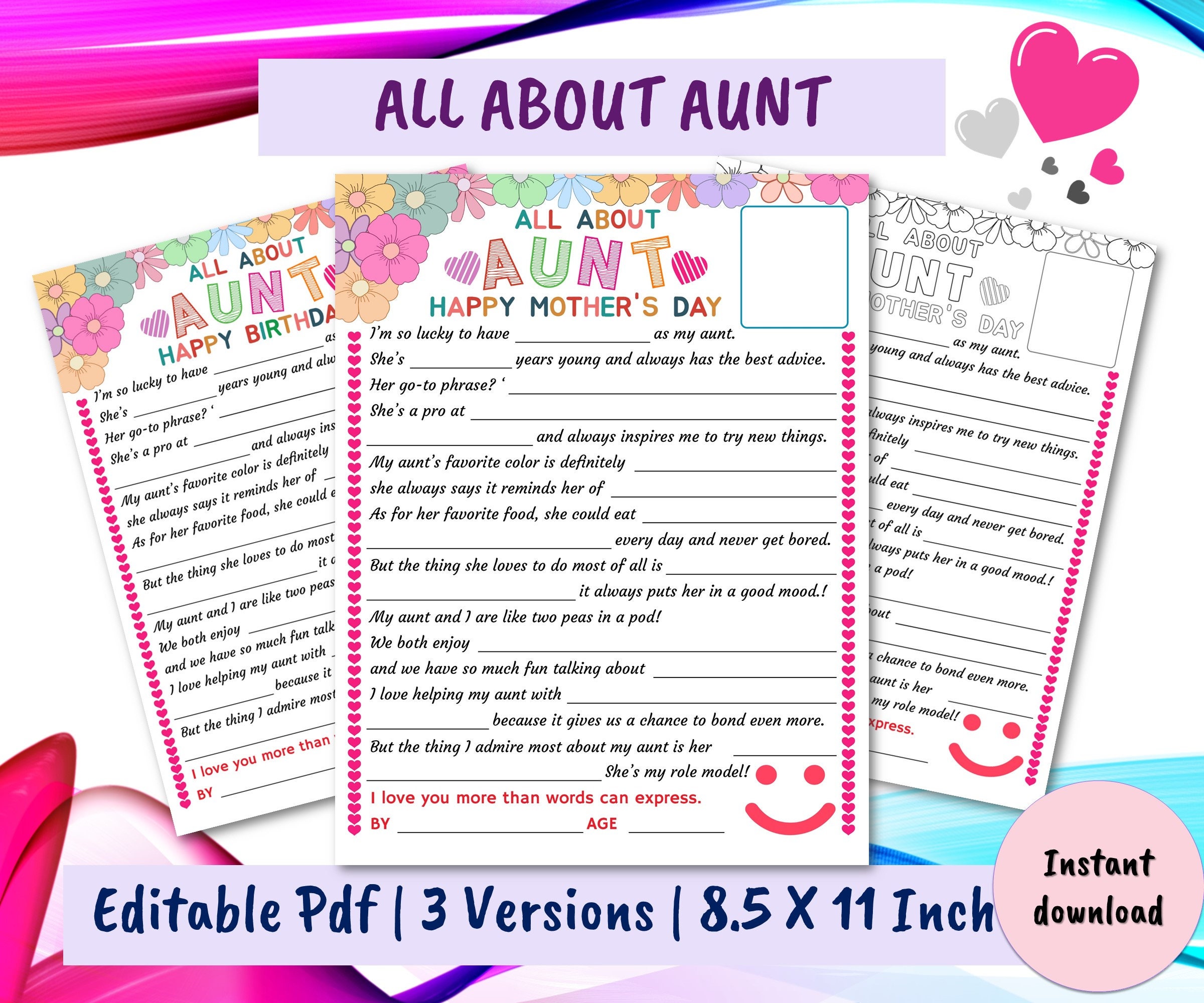 All About My MOM Great Mothers Day Keepsake Presents for MOM, Grandma ...