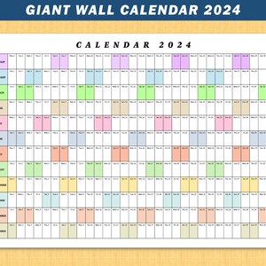 2024 Yearly Wall Calendar Printable Giant & Large Wall Art for Home Big ...