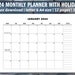 2024 Monthly Planner With Holiday Calendar Editable Digital Calendar ...