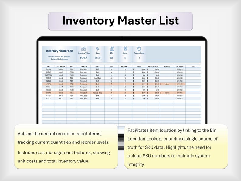 Inventory Tracker Spreadsheet Excel & Google Sheets, Warehouse, Small ...