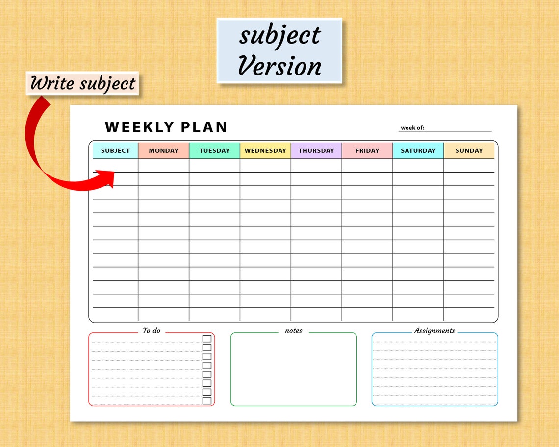 Homeschool Weekly Schedule Template | Editable Study Planner | Homework ...