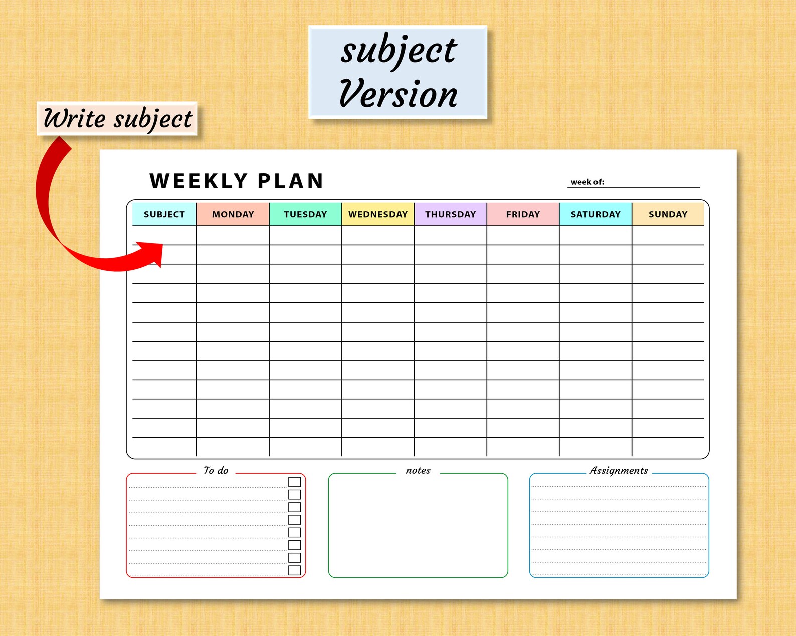 Homeschool Weekly Schedule Template | Editable Study Planner | Homework ...