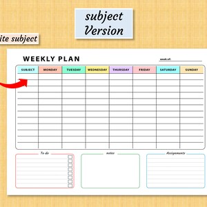Homeschool Weekly Schedule Template: Editable Study Planner (printable ...