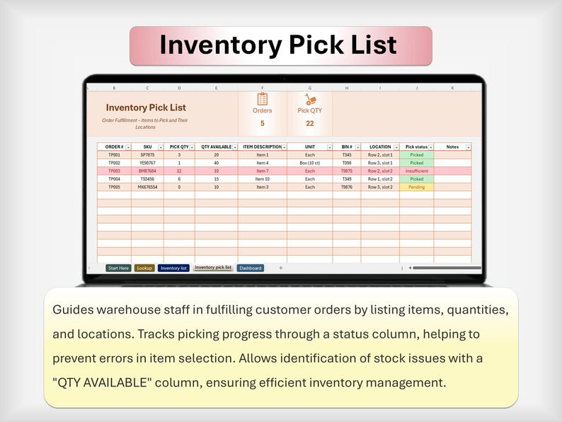 Inventory Tracker Spreadsheet Excel & Google Sheets, Warehouse, Small ...
