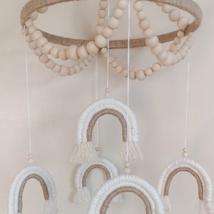 Boho Baby Mobile, Neutral Nursery Crib Mobile, Rainbow Mobile, Neutral ...